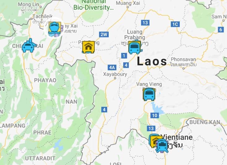 Map Sightseeing Vientiane Laos